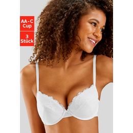 Petite Fleur Damen Push-up-BH, Gr. 85, weiß, Spitze, Obermaterial: 59% Polyester, 19% Baumwolle, 11% Elasthan, 11% Polyamid, BHs, mit Bügel im
