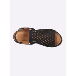 Gemini Damen Sandale, Gr. 38, schwarz, Glattleder, Schuhe