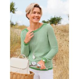 Strickpullover Casual Looks "Langarm-Pullover", Damen, Gr. 36, apfel, ecru, gemustert, 50% Baumwolle, 50% Polyacryl, gemustert, Pullover Strickpullover