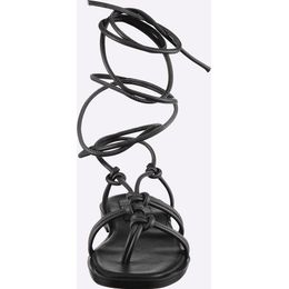 Heine Damen Sandale, Gr. 40, schwarz, Synthetik, Schuhe