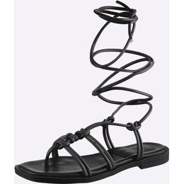 Heine Damen Sandale, Gr. 39, schwarz, Synthetik, Schuhe