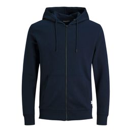 Jack & Jones JACK & JONES Herren Kapuzensweatjacke "JJEBASIC Hoodie mit Rippb&uuml;ndchen und angenehmem Tragegef&uuml;hl", blau, Gr. XL, unifarben, Sweatware,