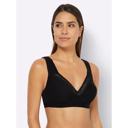 Speidel Damen Soft-BH, Gr. 80, schwarz, 89% Baumwolle, 6% Elasthan, 5% Polyamid, BHs