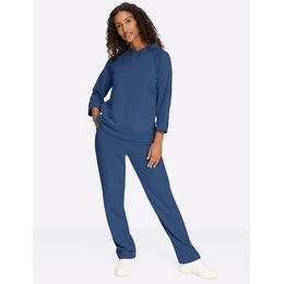 Heine Damen Hausanzug, blau, Gr. 48, 82% Baumwolle, 18% Polyester, Homewear-Sets