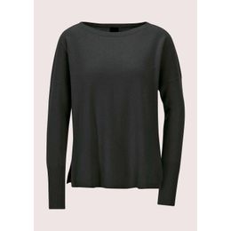 Madeleine Mode MADELEINE Damen Longpullover "Kaschmirpullover Schlichter Strickpullover mit U-Boot-Ausschnitt", schwarz, Gr. 34, Obermaterial: 100% Kaschmir WS.,