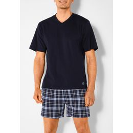s.Oliver Herren Pyjama, Gr. 60, blau, Jersey, Obermaterial: 100% Baumwolle, kariert, Basic, Homewear-Sets, mit seitlichen Eingrifftaschen