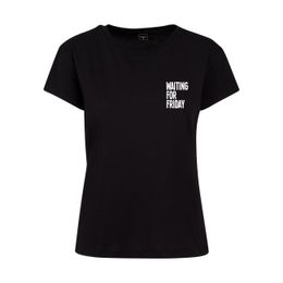 T-Shirt MISTERTEE "MisterTee Damen Ladies Waiting For Friday Box Tee", Damen, Gr. 5XL, schwarz, 100% Baumwolle, bedruckt, normal, Rundhals, Shirts T-Shirt