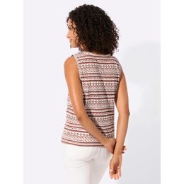 Casual Looks Damen Shirttop, braun, Gr. 46, gemustert, mehrfarbig, 100% Baumwolle, Tops