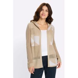 Classic Basics Damen Strickjacke, beige, Gr. 40, gemustert, 100% Polyacryl, Strickjacken