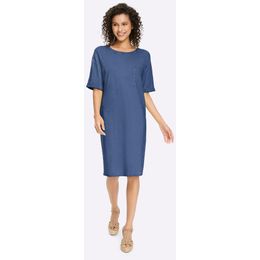 Heine Damen Jerseykleid "Jersey-Kleid"jeansblau, Gr. 44, unifarben, Jersey, 100% Baumwolle, Kleider