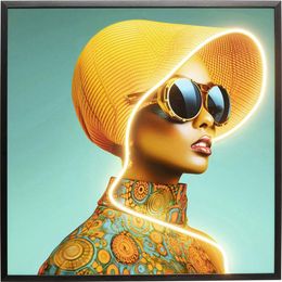 KARE LED Bild SUN HAT WOMAN Gelb