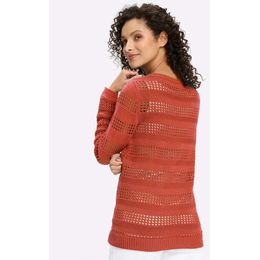 Heine Damen Ajourpullover "Pullover", rot, Gr. 42, unifarben, 100% Baumwolle, Pullover