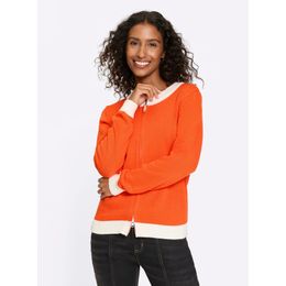 Heine Damen Strickjacke, orange, Gr. 36, gemustert, mehrfarbig, 100% Baumwolle, Strickjacken