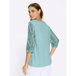 Lady Damen 3/4-Arm-Shirt "Spitzen-Shirt"mint, Gr. 40, unifarben, 95% Viskose, 5% Elasthan, Shirts