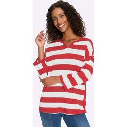 Heine Damen T-Shirt "T-Shirt", rot, Gr. 42, gemustert, mehrfarbig, 50% Baumwolle, 50% Modal, Shirts
