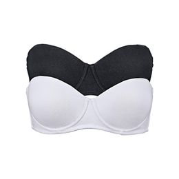 bonprix Damen B&uuml;stenhebe "Multiway BH mit B&uuml;gel mit Bio-Baumwolle (2er Pack)", Gr. 75, wei&szlig;, Obermaterial: 95% Baumwolle, 5% Elasthan, unifarben,