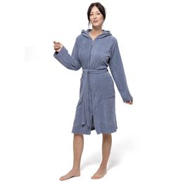 M&ouml;ve Unisex-Bademantel M&Ouml;VE, L:100cm, blau, Obermaterial: 80% Baumwolle, 20% Polyester, Hausm&auml;ntel, "ideal f&uuml;r Sauna & Spa, Hotelbademantel, Morgenmantel"
