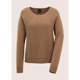 Madeleine Mode MADELEINE Damen Longpullover "Strickpullover Luxuri&ouml;ser Wollpullover mit Jacquard-Muster", braun, Gr. 48, Obermaterial: 90% Schurwolle WV. 10%