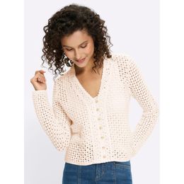 Heine Damen Cardigan, wei&szlig;, Gr. 48, unifarben, 100% Baumwolle, Strickjacken