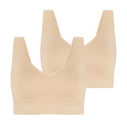 Jockey Damen Bralette "Back Smoothing Seamfree", Gr. L, beige, Jersey, Obermaterial: 65% Polyamid, 28% Polyester, 7% Elasthan, unifarben, BHs,