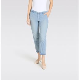MAC Damen Slim-fit-Jeans "CHINO turn up", blau, Gr. 46, unifarben, Denim/Jeans, Obermaterial: 98% Baumwolle, 2% Elasthan, Jeans, im Five-Pocket Style