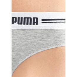 Puma Damen String "Iconic", Gr. S, grau, Obermaterial: 57% Baumwolle, 38% Modal, 5% Elasthan, unifarben, Unterhosen, mit weichem Logob&uuml;ndchen