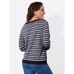 Casual Looks Damen 3/4 Arm-Pullover "Ringel-Pullover", schwarz-wei&szlig;, Gr. 46, gemustert, gestreift, mehrfarbig, 100% Baumwolle, Pullover