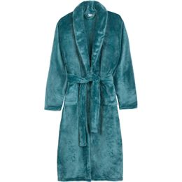 Bademantel Good Morning, L:115cm, blau, Kunstfaser, Hausm&auml;ntel, "Good Morning Bathrobe uni", Schalkragen, G&uuml;rtel, Taschen, Damen & Herren, Velours,