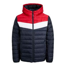 Jack & Jones JACK & JONES Damen Steppjacke "JJWEST LIGHT PUFFER HOOD"sky captain detail:wei&szlig;, true rot blocking, Gr. XS, colorblocking, Web, Obermaterial: 100%