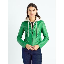 Maze Damen Lederjacke "42021133", gr&uuml;n, Gr. XL, Obermaterial: 100% Lammleder. Innenfutter: 100% Polyester. Kapuze: 55% Baumwolle, 45% Polyester,