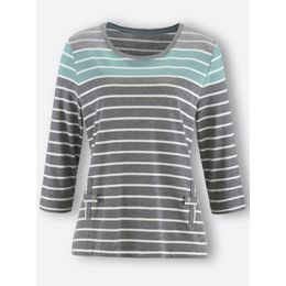 Casual Looks Damen 3/4-Arm-Shirt "Shirt", grau, Gr. 36, gemustert, gestreift, mehrfarbig, 55% Baumwolle, 45% Polyester, Shirts
