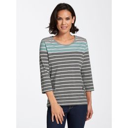 Casual Looks Damen 3/4-Arm-Shirt "Shirt", grau, Gr. 44, gemustert, gestreift, mehrfarbig, 55% Baumwolle, 45% Polyester, Shirts