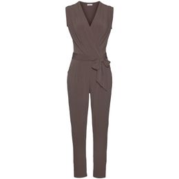 Lascana Damen Overall, grau, Gr. 38, unifarben, Jersey, Obermaterial: 95% Polyester, 5% Elasthan, Overalls, aus knitterfreier Ware, eleganter