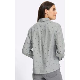 Inspirationen Damen Hemdbluse, grau, Gr. 40, gemustert, gestreift, mehrfarbig, 100% Baumwolle, Blusen