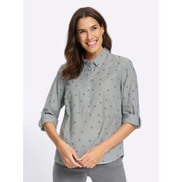 Inspirationen Damen Hemdbluse, grau, Gr. 36, gemustert, gestreift, mehrfarbig, 100% Baumwolle, Blusen