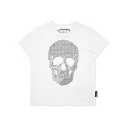 Philipp Plein Jungen T-Shirt "Skull Mit Schmucksteinen"01, wei&szlig;, Gr. 14, Obermaterial: 100% Baumwolle, Shirts