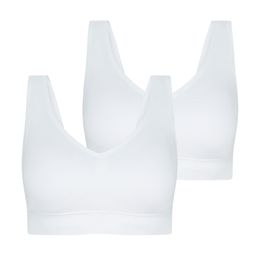Jockey Damen Bralette "Back Smoothing Seamfree", Gr. L, wei&szlig;, Jersey, Obermaterial: 65% Polyamid, 28% Polyester, 7% Elasthan, unifarben, BHs, weiche,