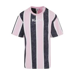 Karl Kani Damen T-Shirt "Karl Kani Herren KM242-005-2 Karl Kani Retro Washed Stripe Tee"rose, grau, weiß, Gr. S, mehrfarbig, 100% Baumwolle, Shirts