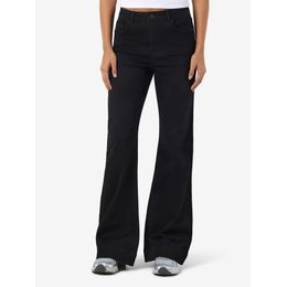 Noisy may Damen Slim-fit-Jeans "NMROOXY HW FLARE JEANS VI581BL NOOS", schwarz, Gr. 25, unifarben, Denim/Jeans, Obermaterial: 69% Baumwolle, 29%
