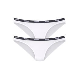 Puma Damen Bikinislip "Iconic", Gr. XL, wei&szlig;, Obermaterial: 57% Baumwolle, 38% Modal, 5% Elasthan, bedruckt, unifarben, Unterhosen, mit schmalem