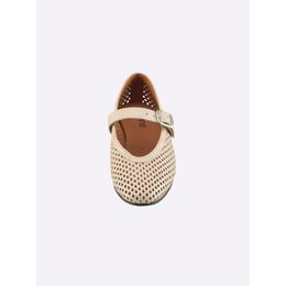 Heine Damen Ballerina, Gr. 40, beige, Glattleder, Leder, Rindsleder, Schuhe