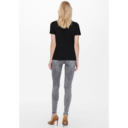 Only Damen Kurzarmshirt "ONLKITA LIFE S/S TOP NOOS", schwarz, Gr. L, bedruckt, Jersey, Obermaterial: 100% Baumwolle, Shirts, regular fit, casual,