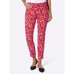 Inspirationen Damen Webhose, rot, Gr. 36, bedruckt, gemustert, mehrfarbig, 77% Viskose, 19% Polyamid, 4% Elasthan, Hosen