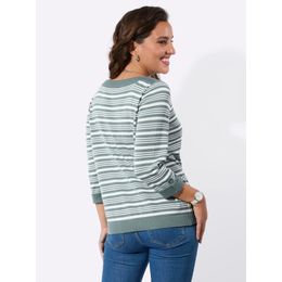 Casual Looks Damen 3/4 Arm-Pullover "Ringel-Pullover", gr&uuml;n, Gr. 48, gemustert, gestreift, mehrfarbig, 100% Baumwolle, Pullover