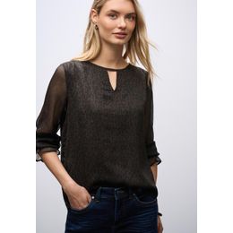 Street One Damen Langarmbluseschwarzest braun, Gr. 34, animal-print, Web, Obermaterial: 100% Polyester. Futter: 100% Modal, Blusen, mit Mesheinsatz