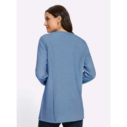 Inspirationen Damen Shirtjacke "Shirtjacke", blau, Gr. 44, unifarben, 78% Polyester, 14% Viskose, 8% Elasthan, Shirts