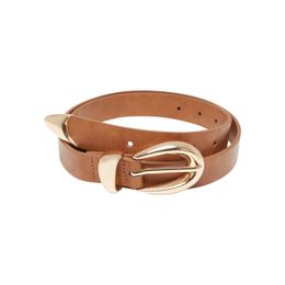 Synthetikg&uuml;rtel Urban Classics "Urban Classics Chunky Buckle Loop Synthetic Leather Belt", Damen, Gr. L/XL, braun, gold, 100% Polyurethan, G&uuml;rtel