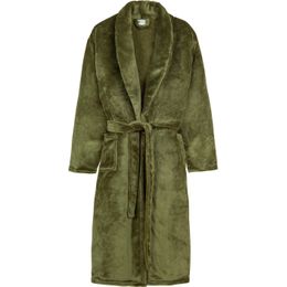 Bademantel Good Morning, L:115cm, gr&uuml;n, Kunstfaser, Hausm&auml;ntel, "Good Morning Bathrobe uni", Schalkragen, G&uuml;rtel, Taschen, Damen & Herren, Velours,