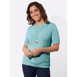Casual Looks Damen Kurzarmpullover "Kurzarm-Pullover", blau, Gr. 36, unifarben, 50% Baumwolle, 50% Polyacryl, Pullover