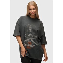 Recovered Damen T-Shirt "Chucky 2 Childs Play", grau, Gr. L, bedruckt, 100% Baumwolle, Shirts, mit gruseligem Chucky-Print
